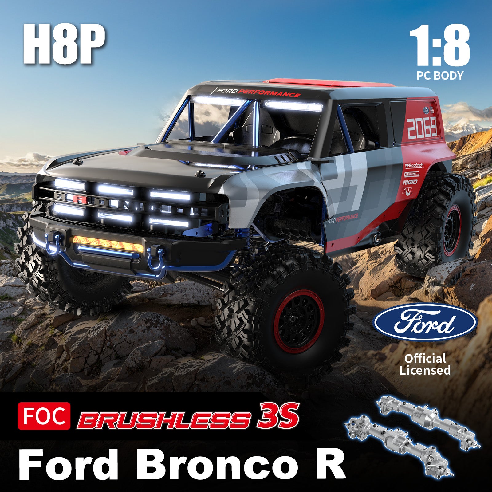 MJX Hyper Go H8P Ford Bronco R Baja 1000 – 1/8 Scale Brushless RC Rock Crawler | 4WD, 2-Speed ...